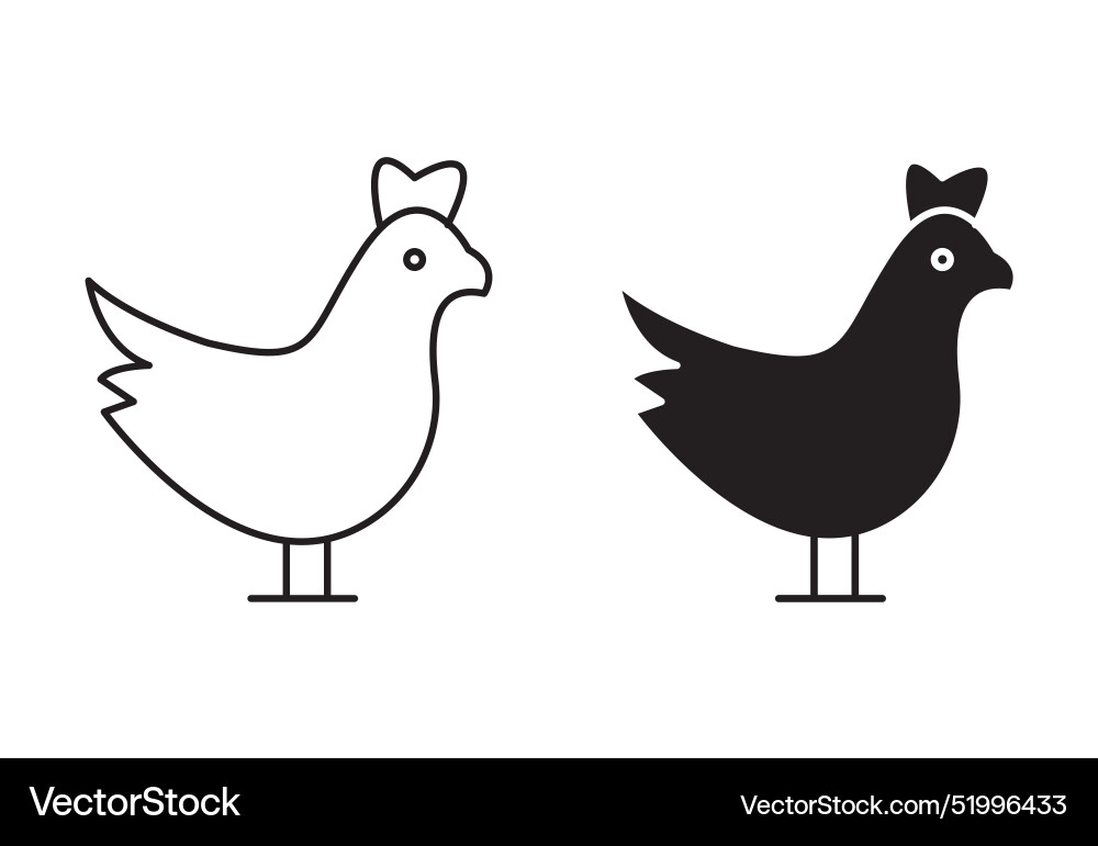 Chicken flat line icon set thin Royalty Free Vector Image