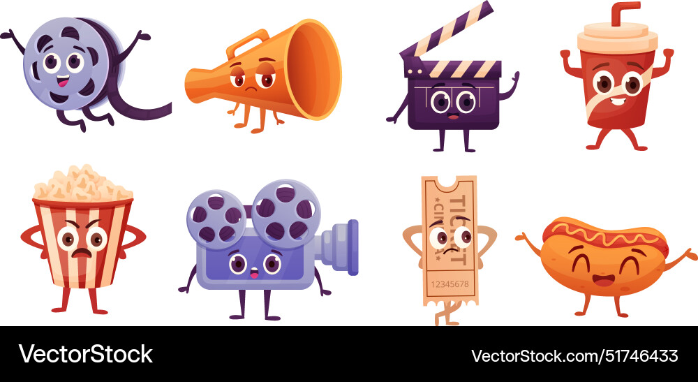 Cinema cartoon characters cinematography Vector Image