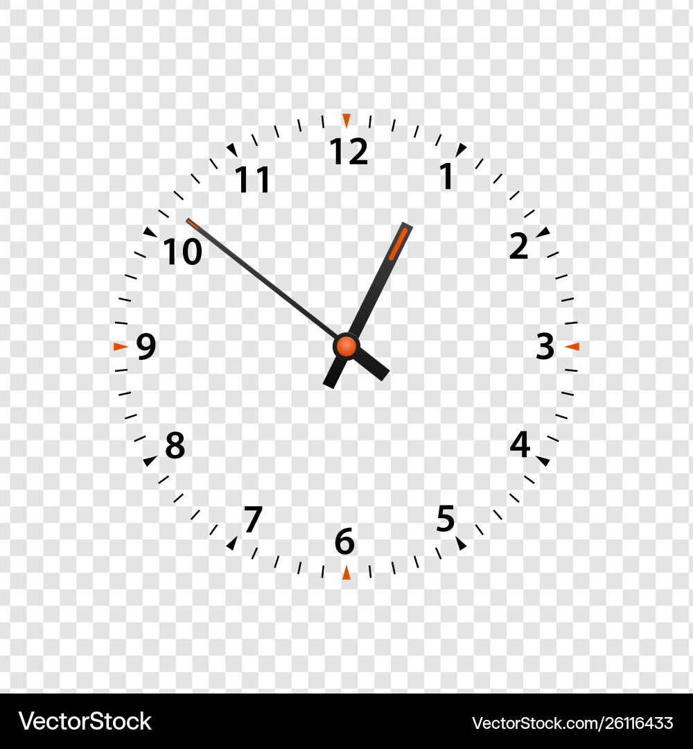 Clock face isolated on transparent Royalty Free Vector Image
