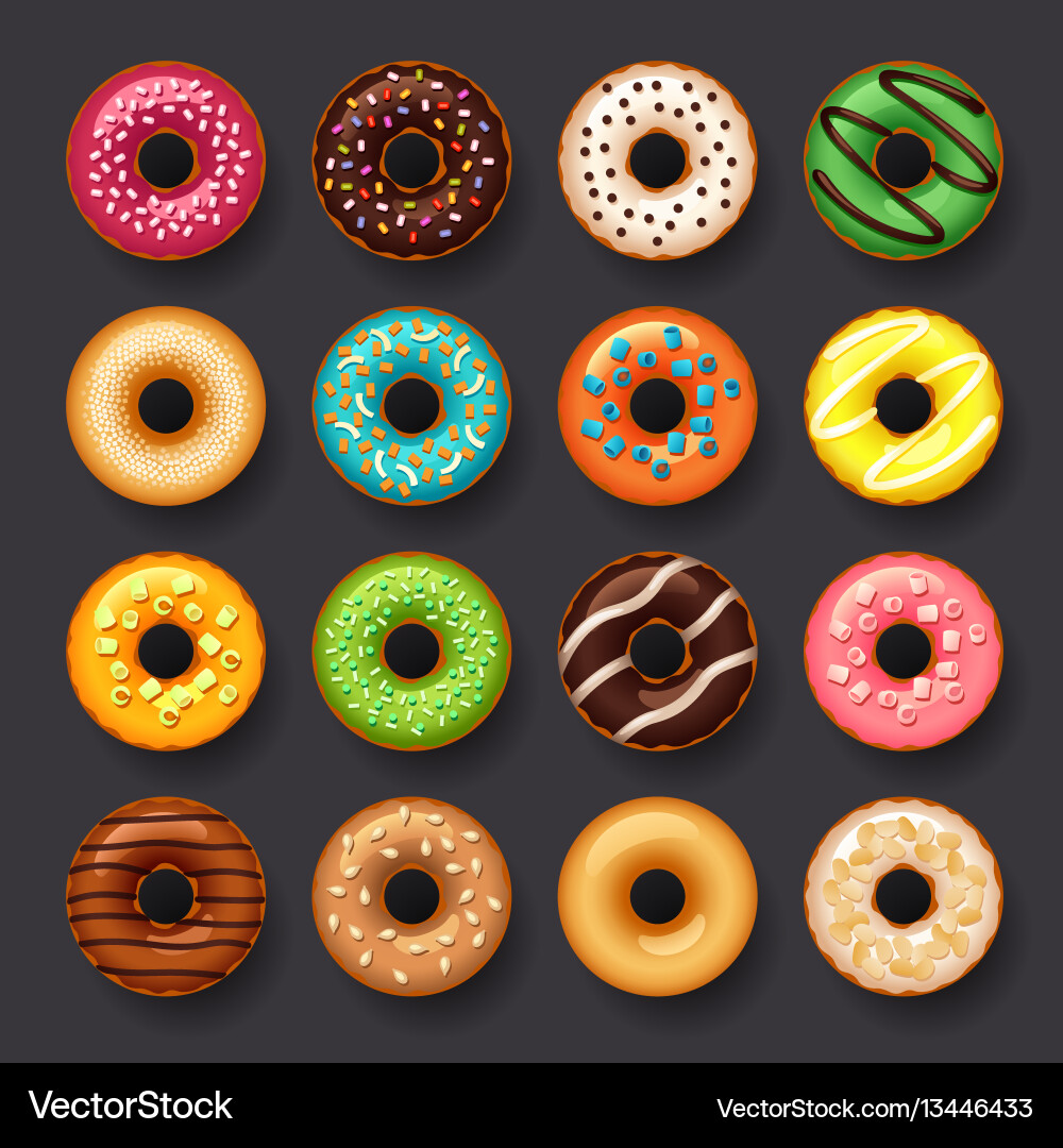 Donut Icon Set - Sweet Treats Royalty Free Vector Image