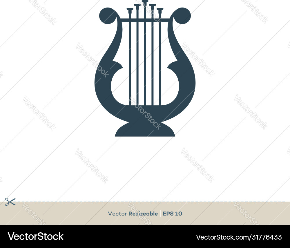 Harp icon logo template design eps 10 Royalty Free Vector