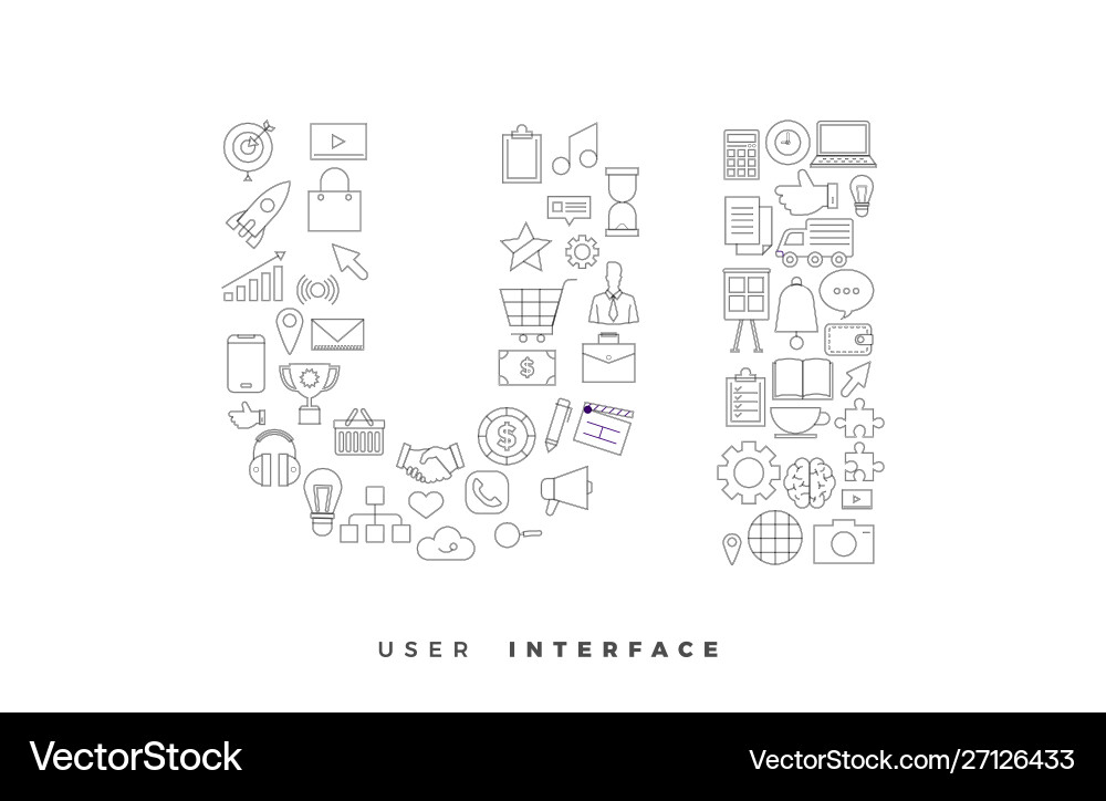Icons combination to ux ui Royalty Free Vector Image