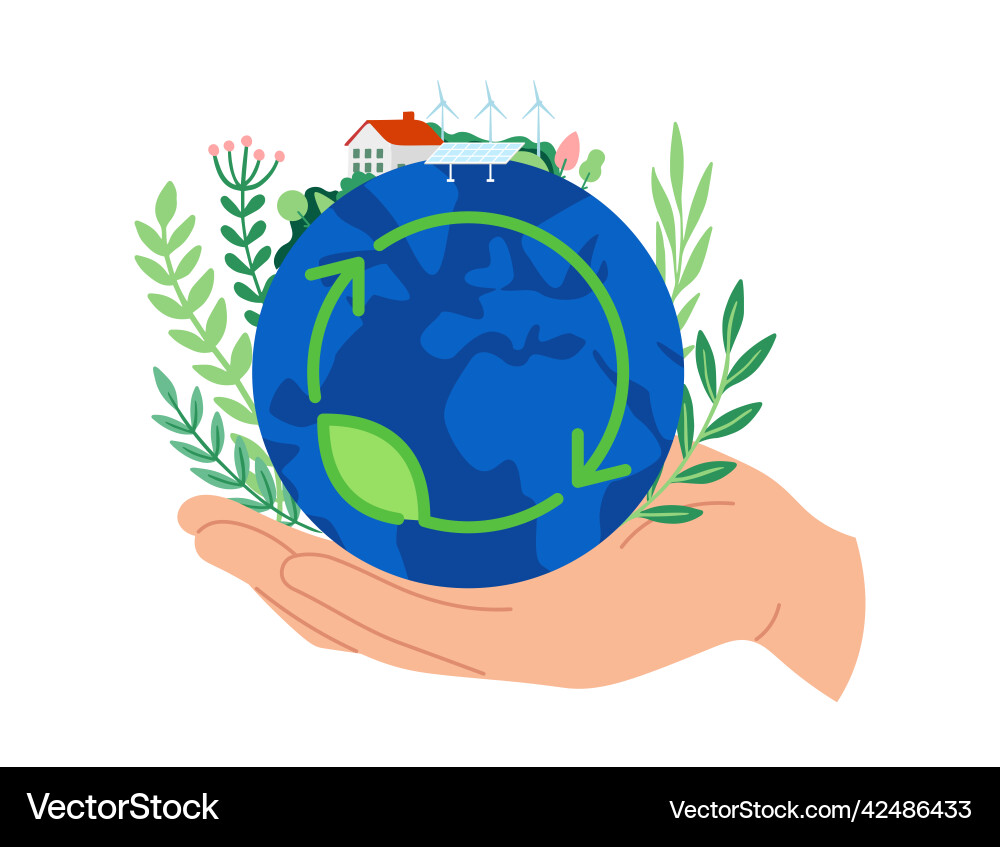 Save the earth concept hand holding planet Vector Image