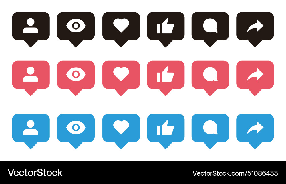 Set of generic social media user interface icons Vector Image