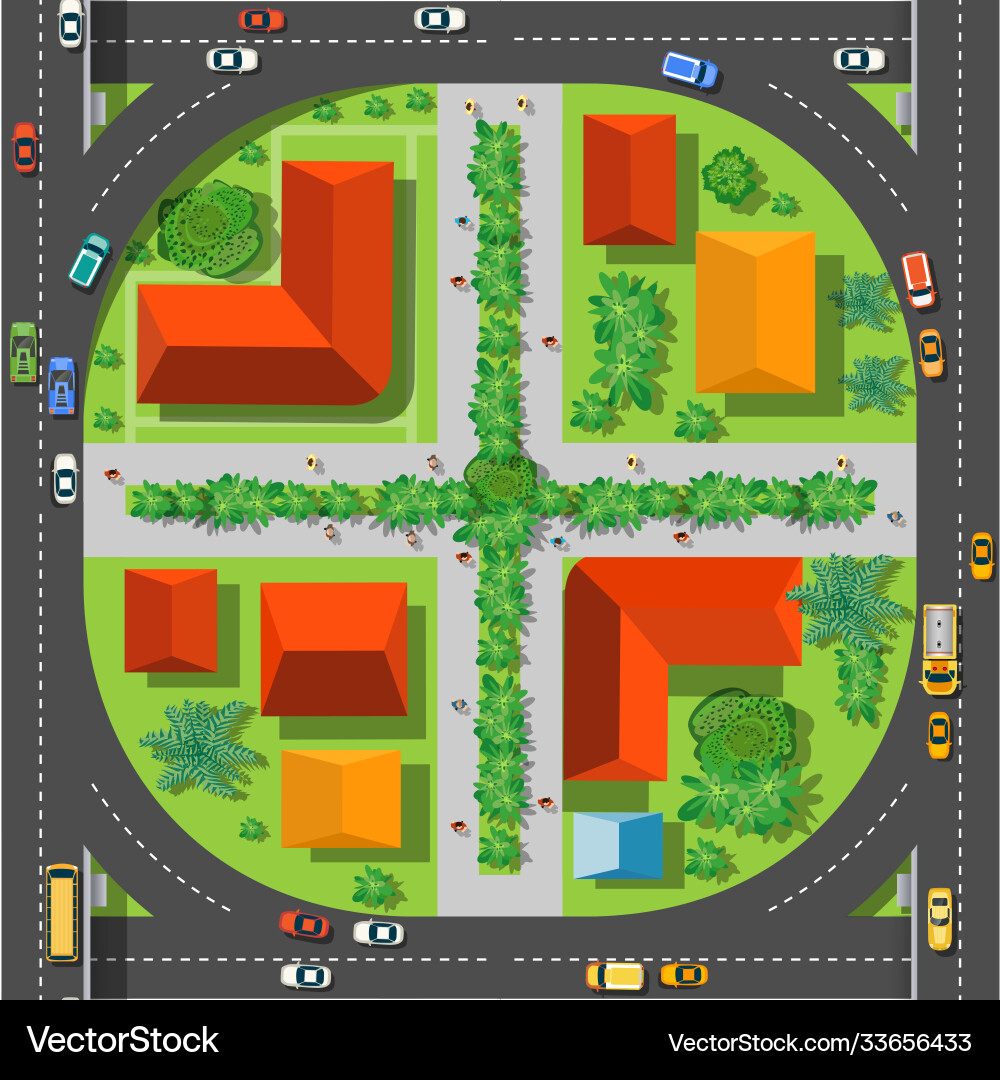 Top view is a map city district module Royalty Free Vector