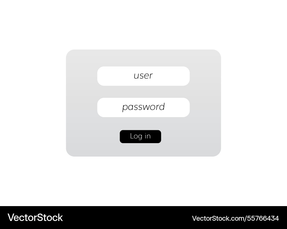 A white login page with buttons Royalty Free Vector Image