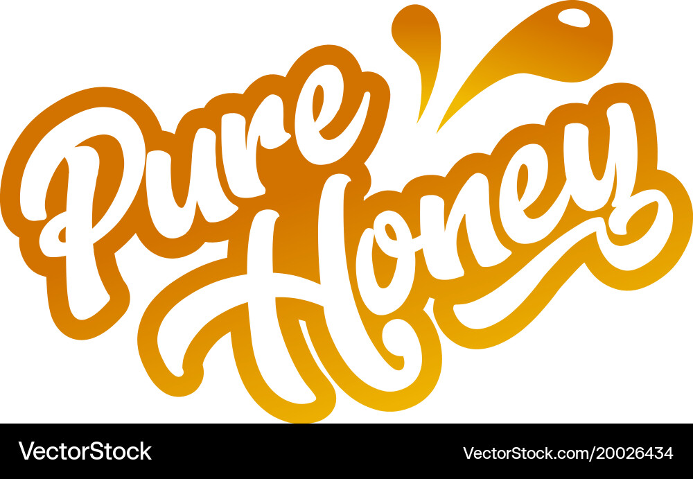 Pure honey calligraphy emblem Royalty Free Vector Image