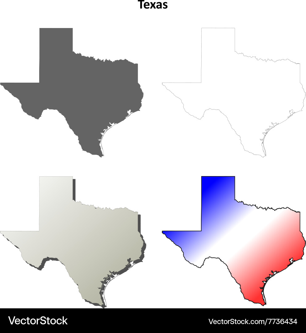 Texas State Outline Map Royalty Free Vector Image