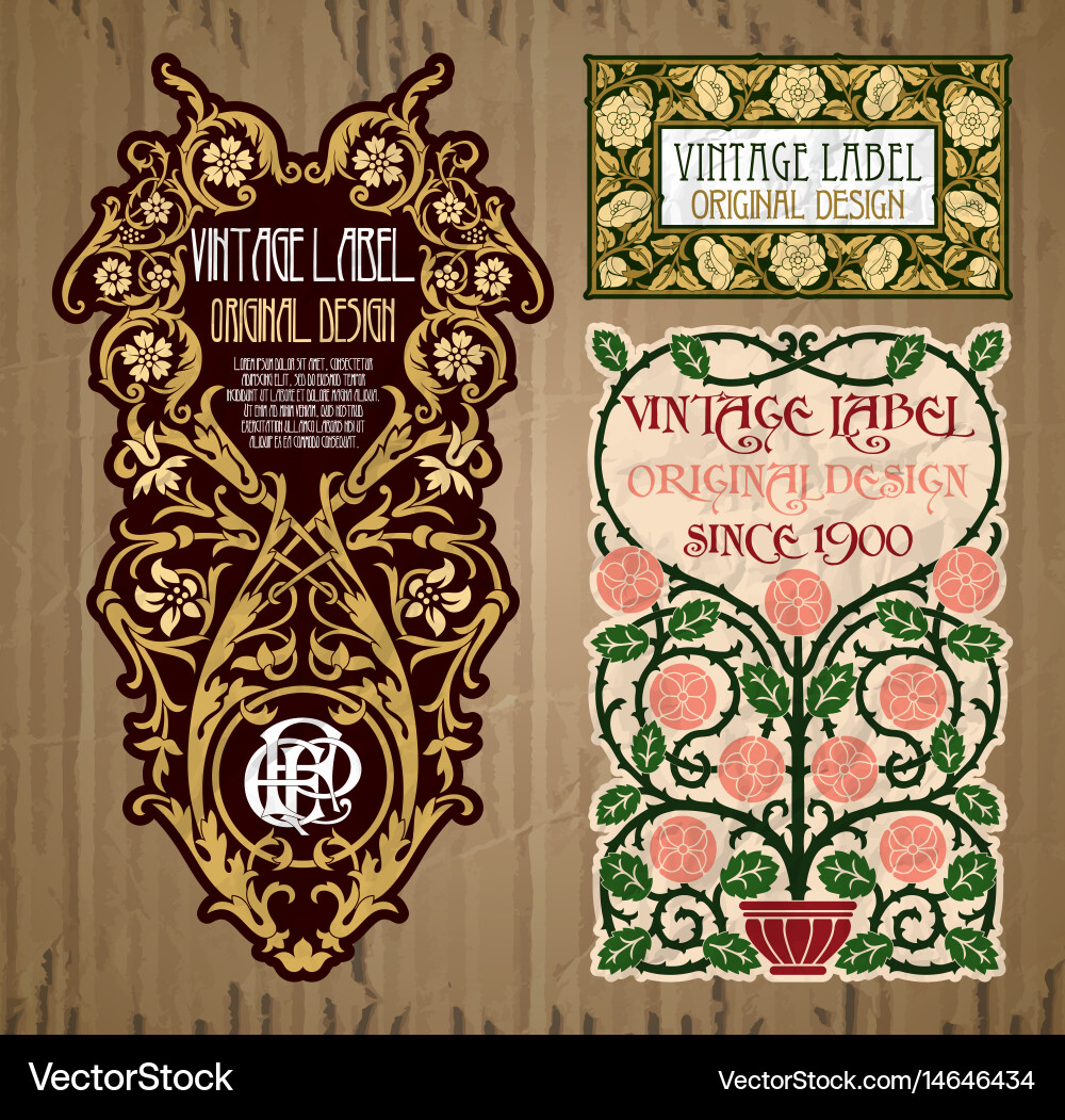Vintage items - label art nouveau Royalty Free Vector Image