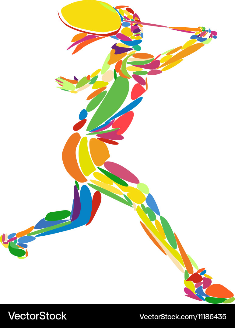Abstract colorful pattern with badminton player Vector Image