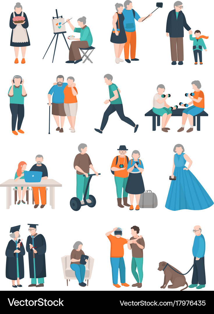 Aged people characters collection Royalty Free Vector Image