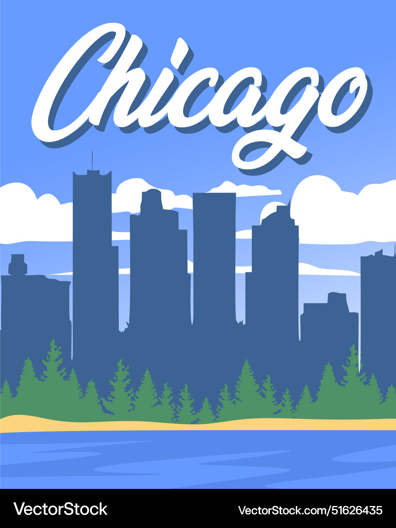 Chicago illinois with beautiful city views Vector Image