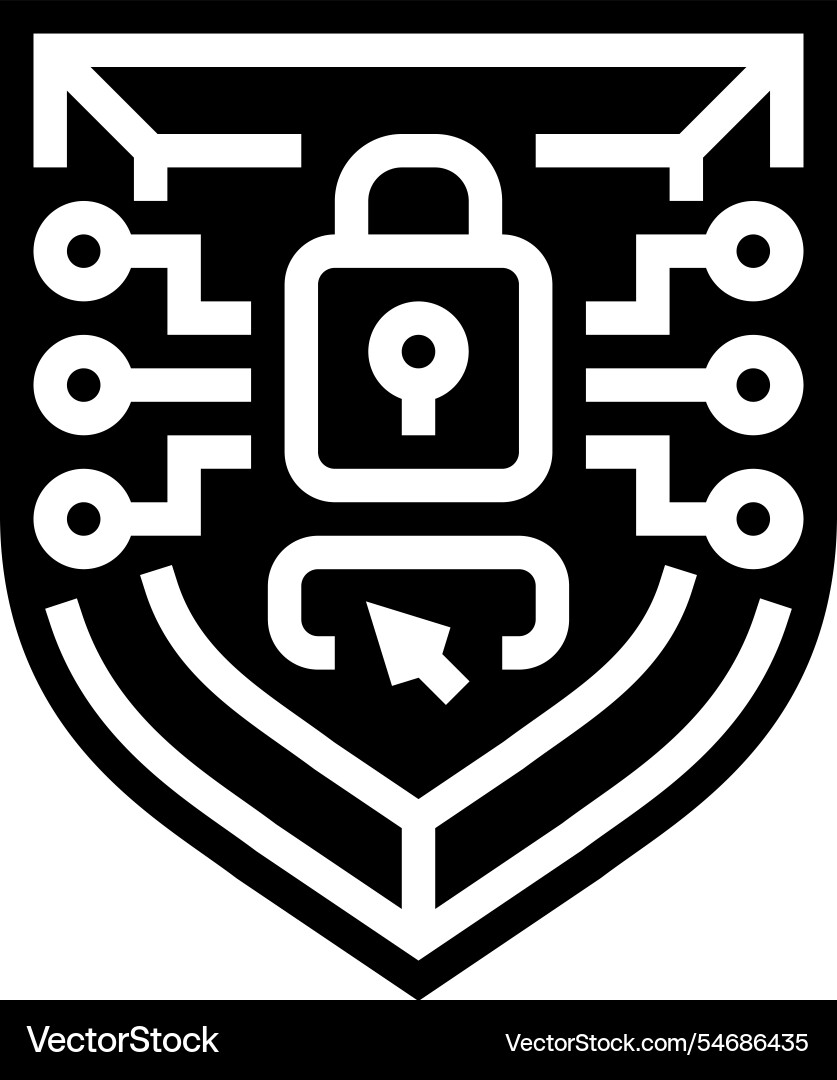 Cybersecurity shield data center glyph icon Vector Image