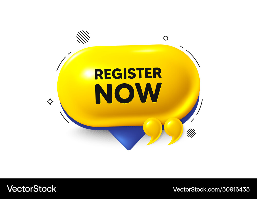 Register now tag free registration offer Vector Image