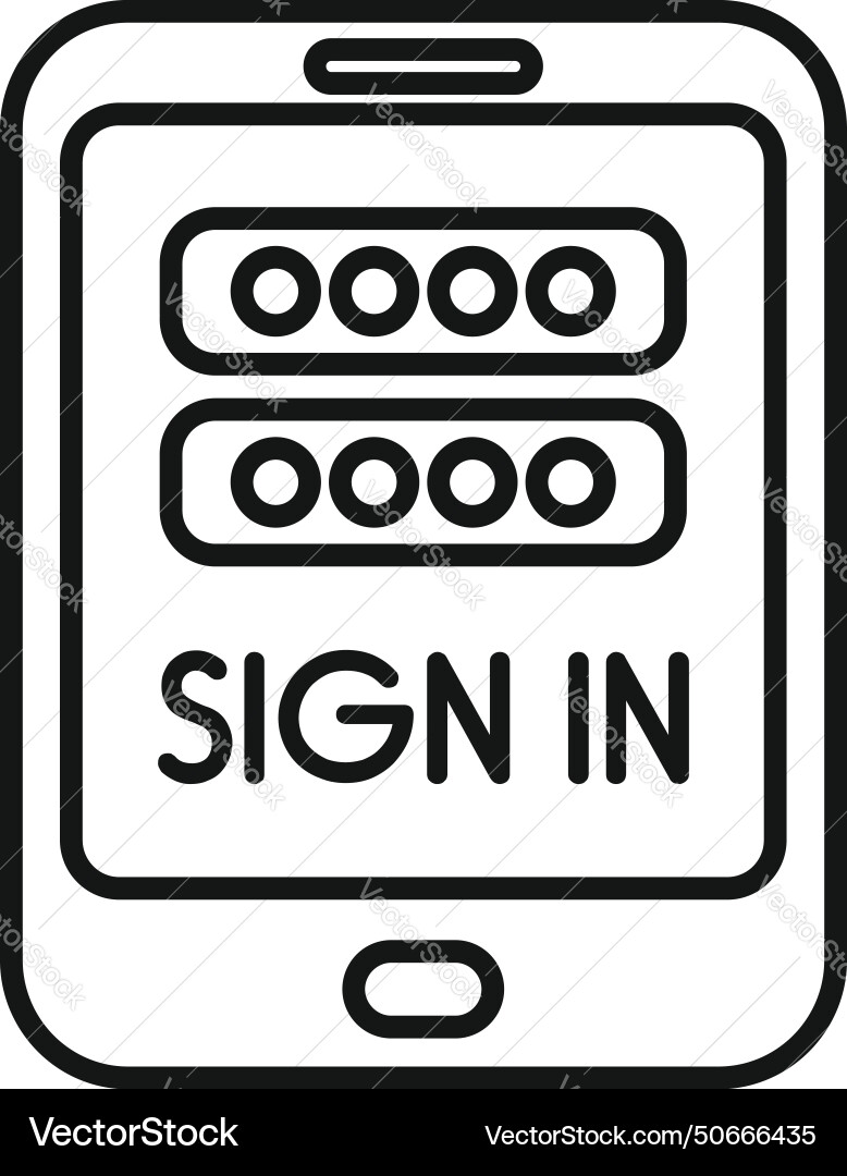 Sign in tablet device icon outline new Royalty Free Vector