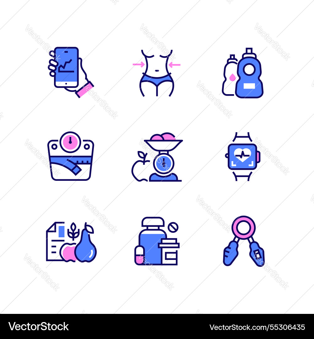 Smart diet - line design style icons set Vector Image