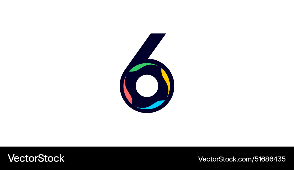 Unique and colorful number 6 logo design Vector Image Unique and colorful number 6 logo design Vector Image