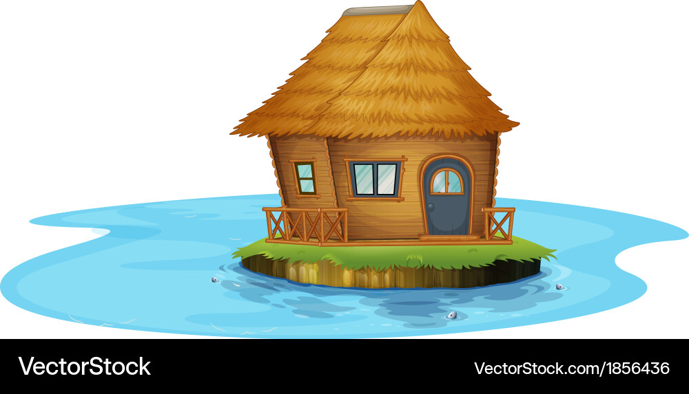 An island with a small house Royalty Free Vector Image