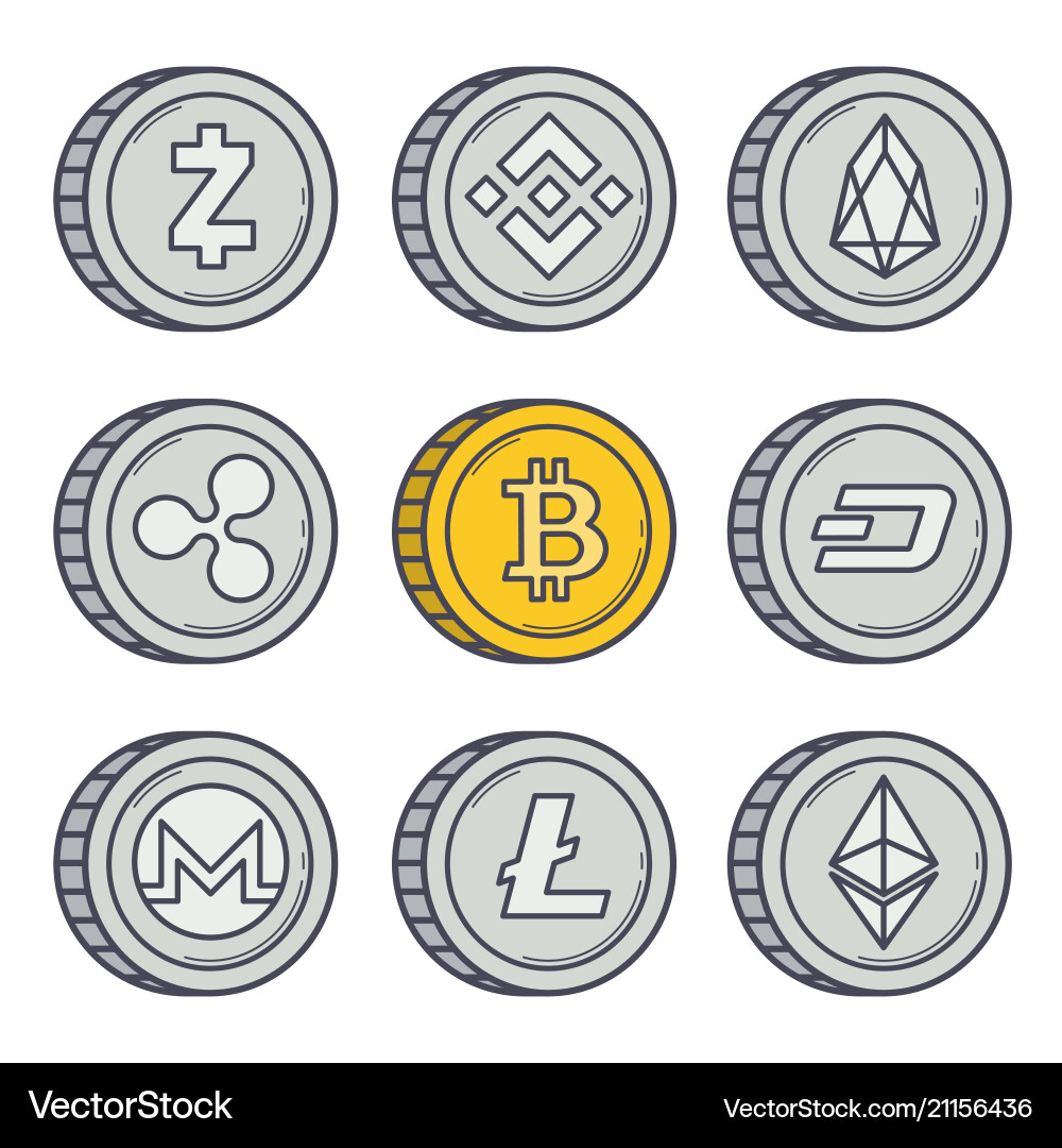 Bitcoin outline coin Royalty Free Vector Image