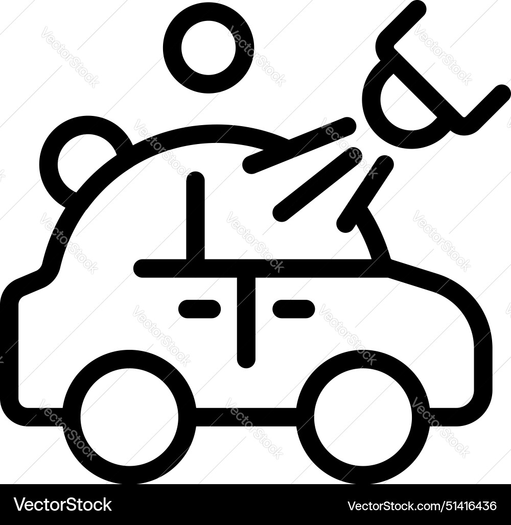 Car accident icon with flipped vehicle Royalty Free Vector