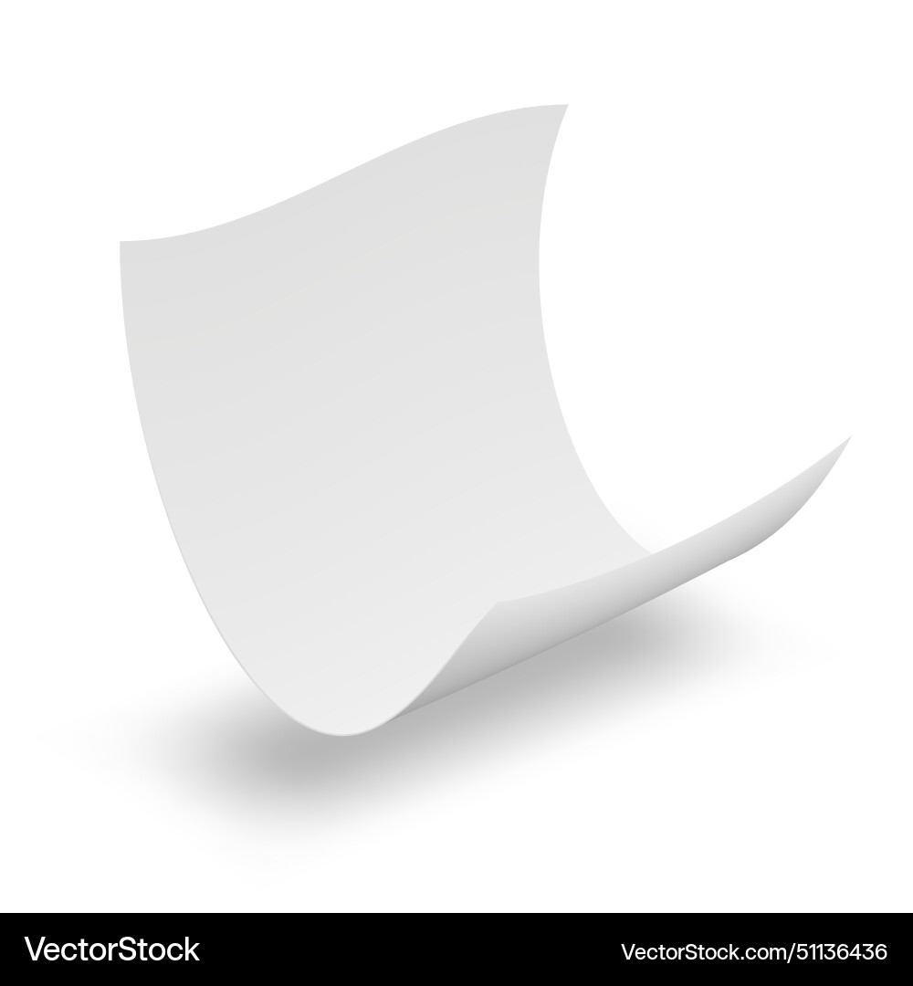 Clear white paper sheet flying isolated Royalty Free Vector