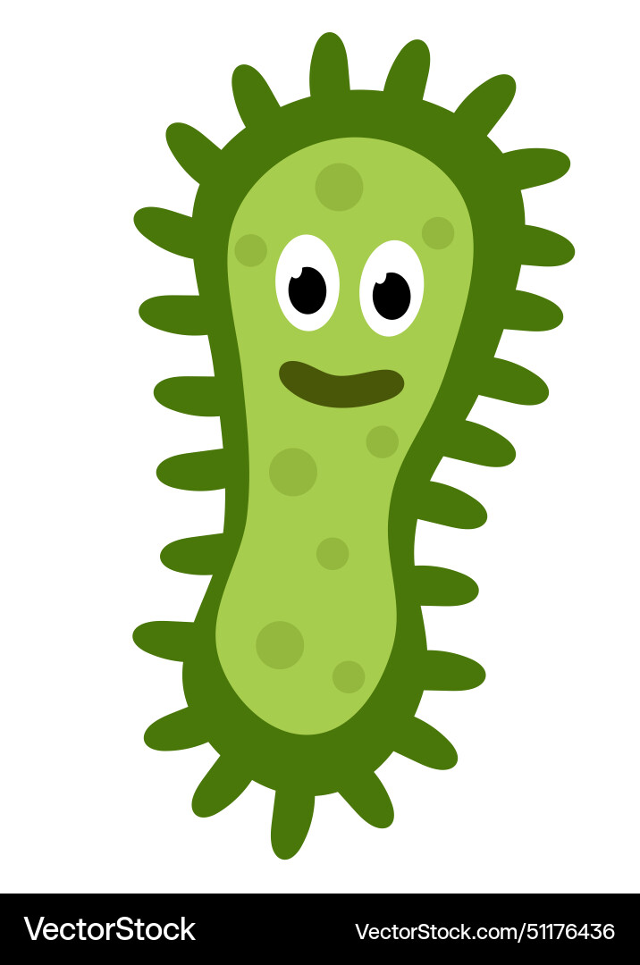 Cute cartoon green character bacteria microbe Vector Image