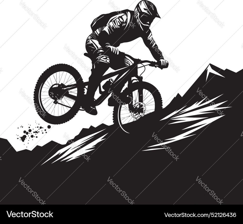 Experience the freedom mountain biking silhouette Vector Image