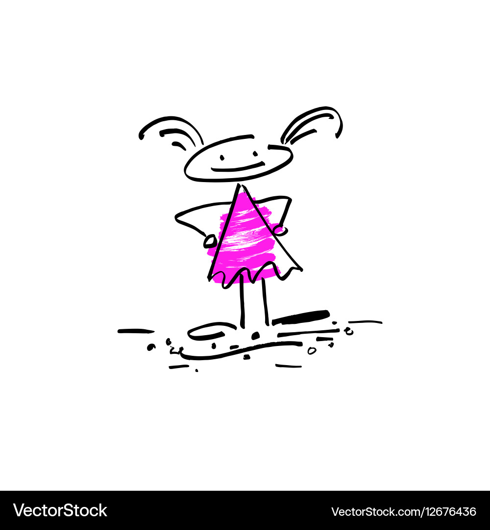 Hand drawing sketch doodle human stick figure Vector Image