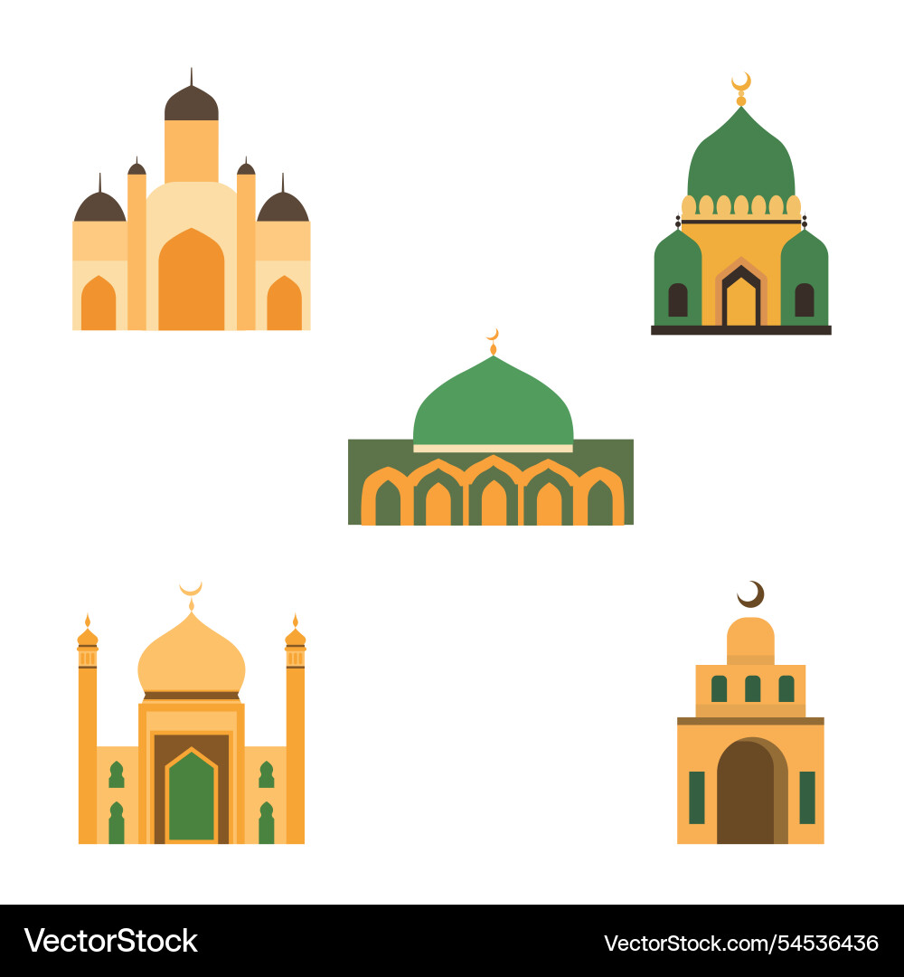 Islamic symbol elements set of golden mosque Vector Image