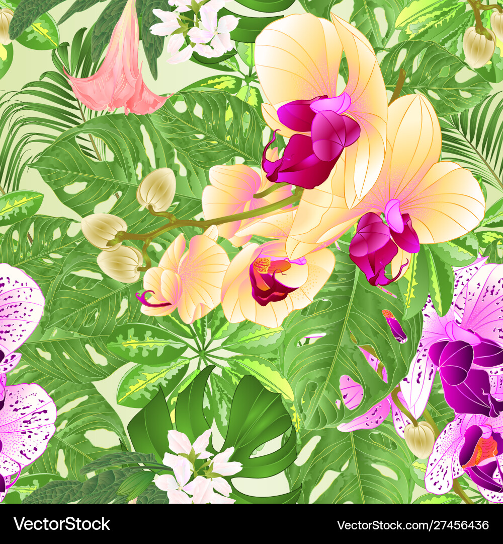 Seamless texture tropical flowers Royalty Free Vector Image