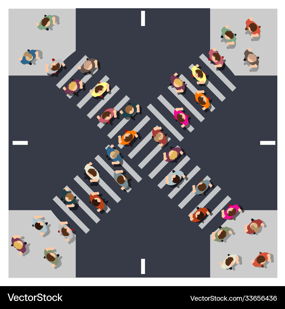 Top view from above intersection street Royalty Free Vector