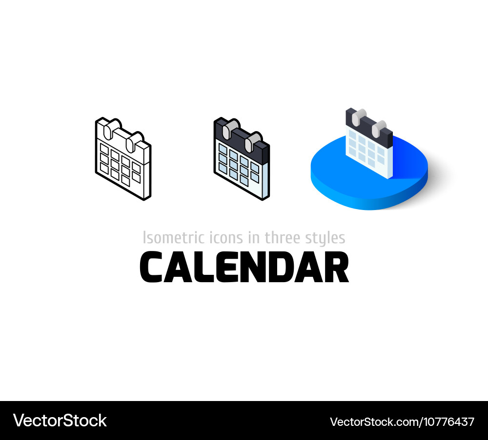 Calendar icon in different style Royalty Free Vector Image