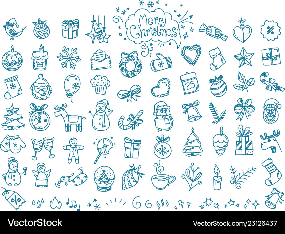 Christmas doodle elements clipart Royalty Free Vector Image