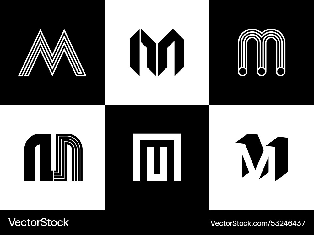Letter m fonts and logo design Royalty Free Vector Image