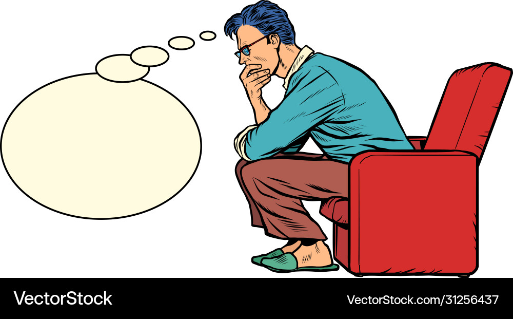 Man Sitting and Contemplating Royalty Free Vector Image