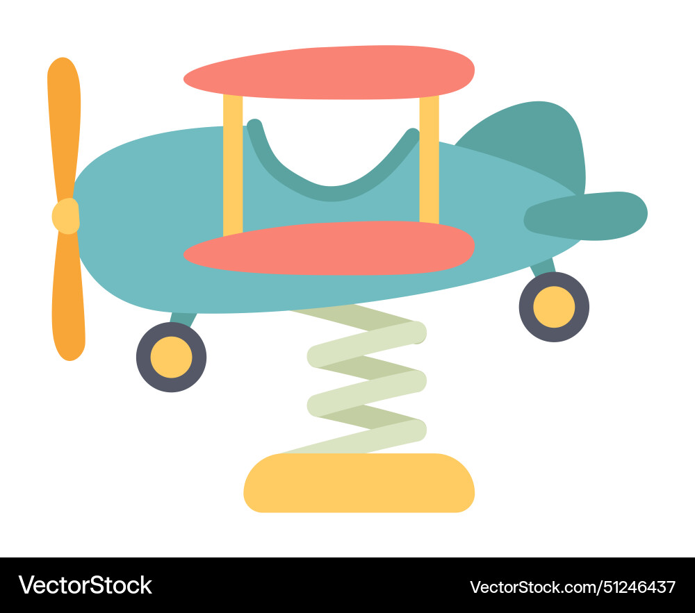 Plane spring rider in flat design rocking Vector Image