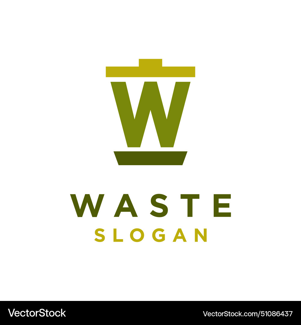 Waste logo with letter w concept Royalty Free Vector Image