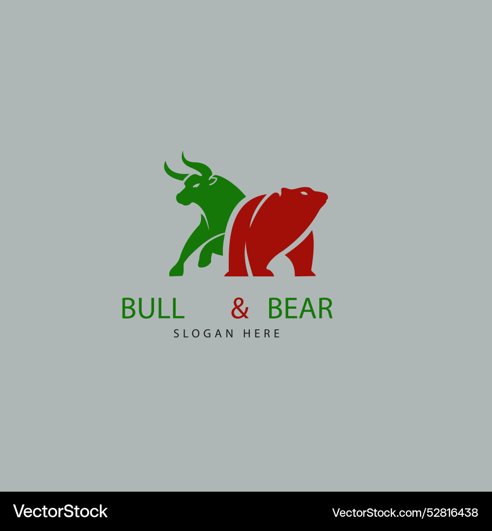 Bull and bear wall street logo template Royalty Free Vector