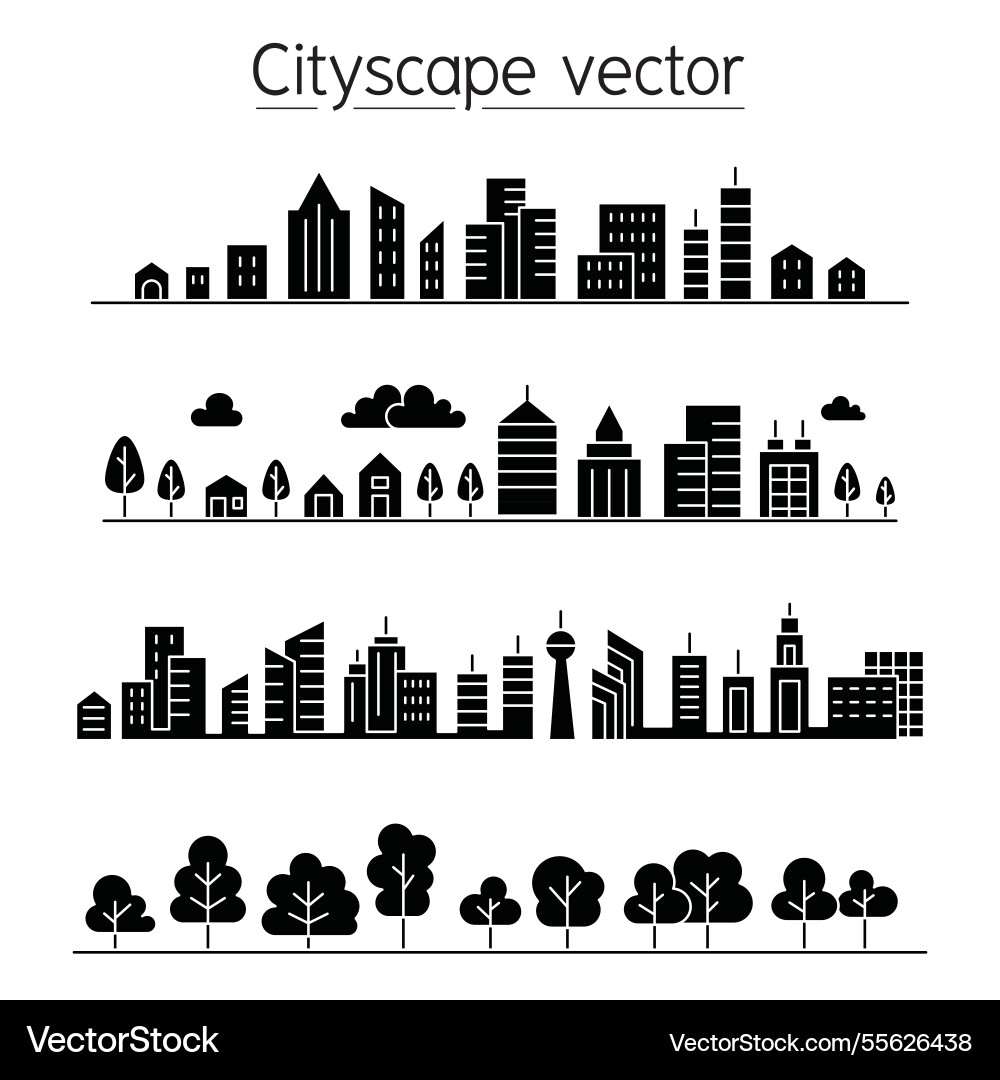 Cityscape graphic design in glyph style Royalty Free Vector