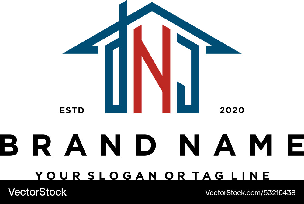 Creative letter dnj home roof logo design Vector Image