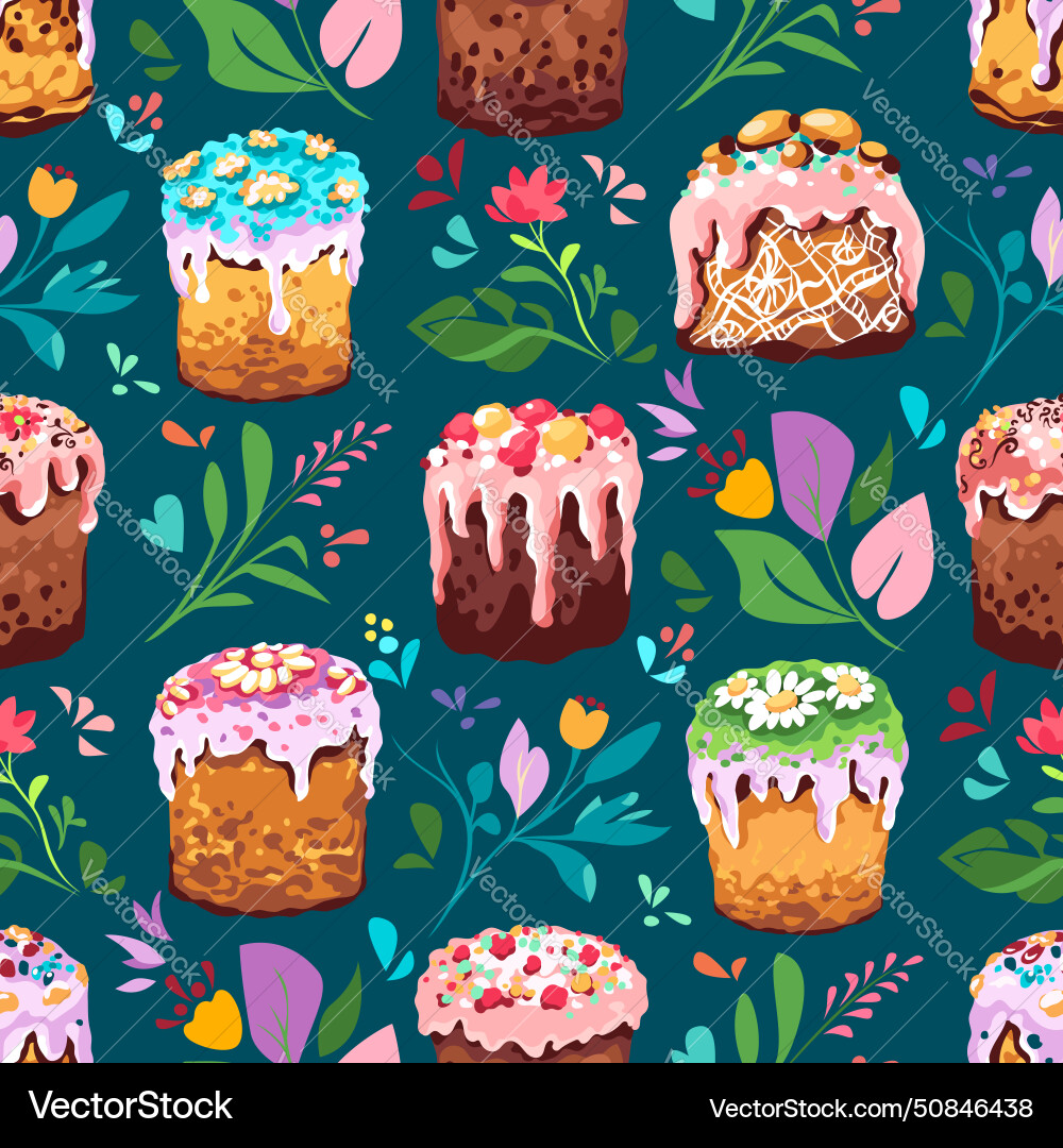 Easter poster with cakes Royalty Free Vector Image