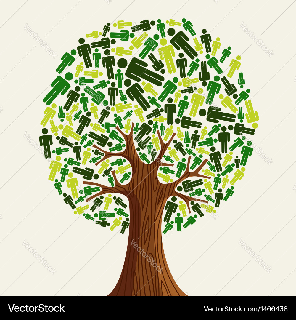 Eco friendly tree people Royalty Free Vector Image