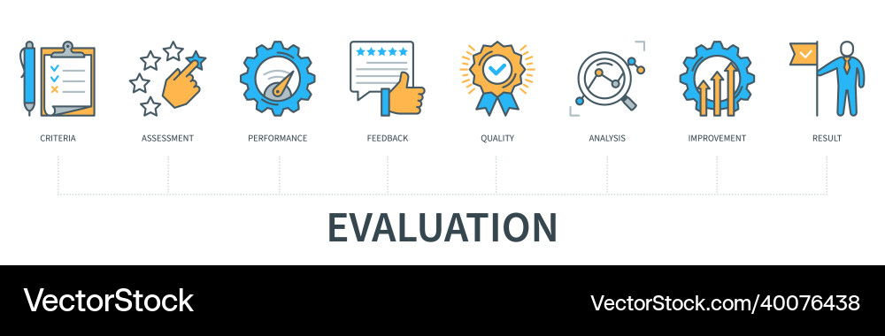 Evaluation concept with icons criteria Royalty Free Vector