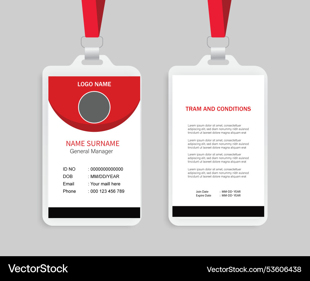 Id card corporate identity employee access badge Vector Image