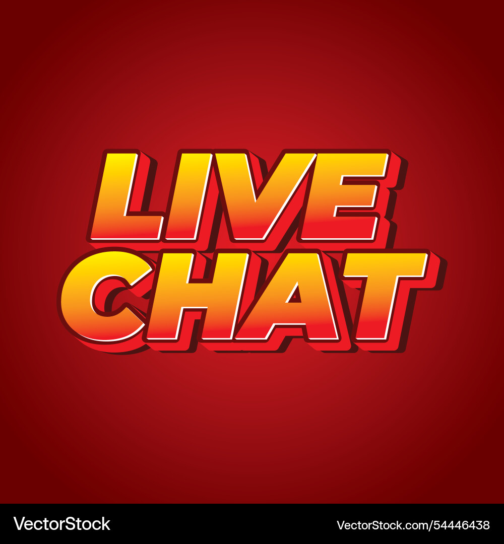Live chat text effect in bold font and 3d style Vector Image