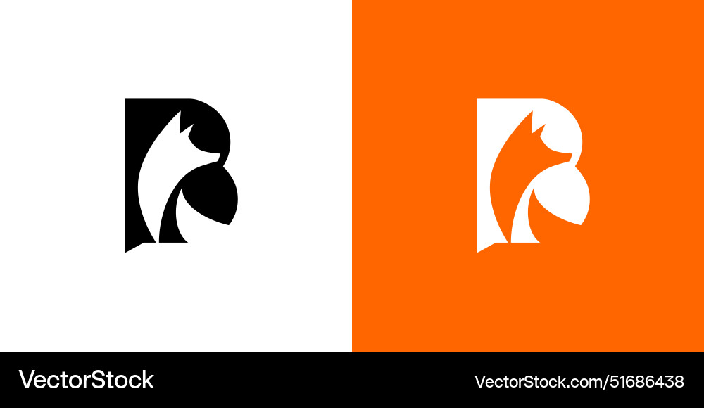 Unique and modern b fox logo design Royalty Free Vector