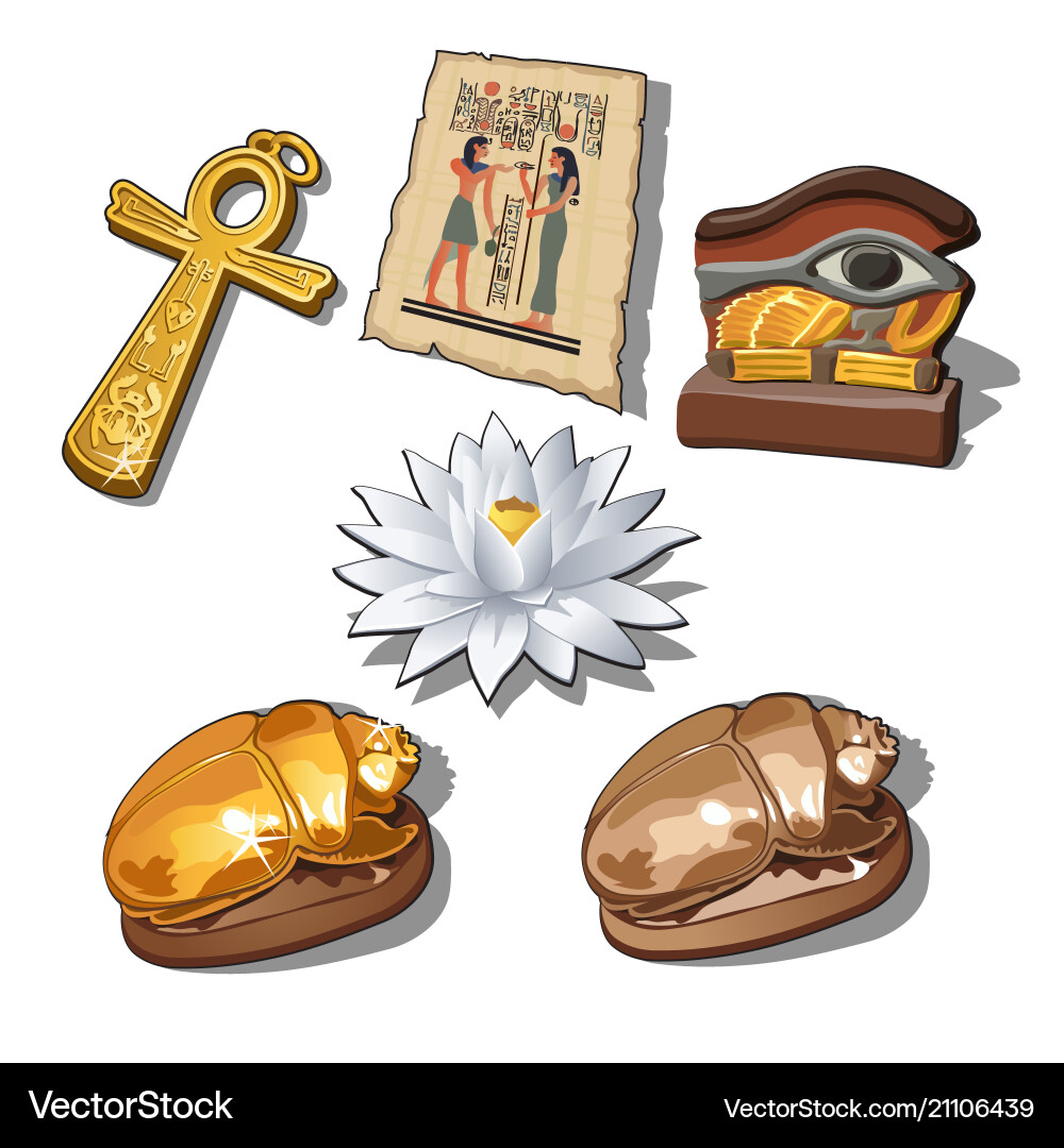 A set of sacred symbols and artifacts ancient Vector Image