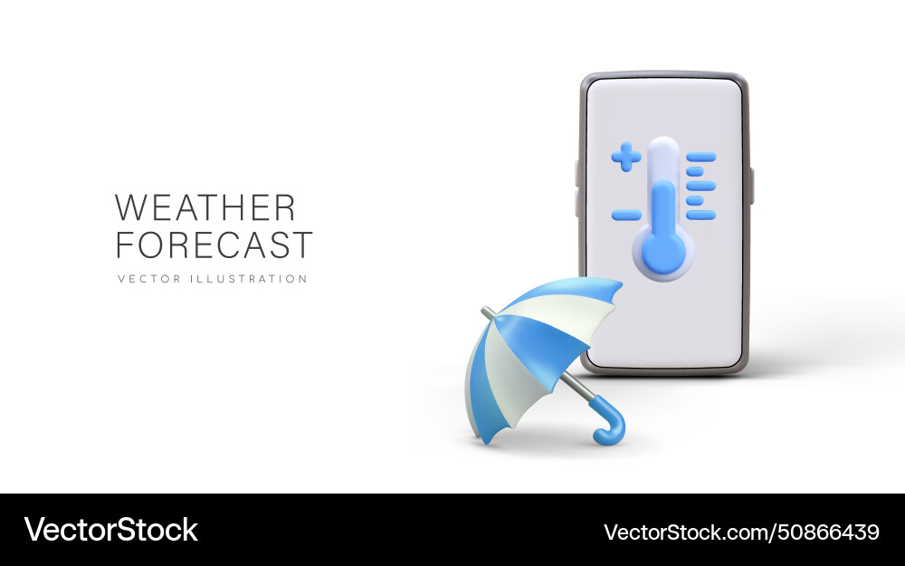 Advertising of weather forecast phone application Vector Image