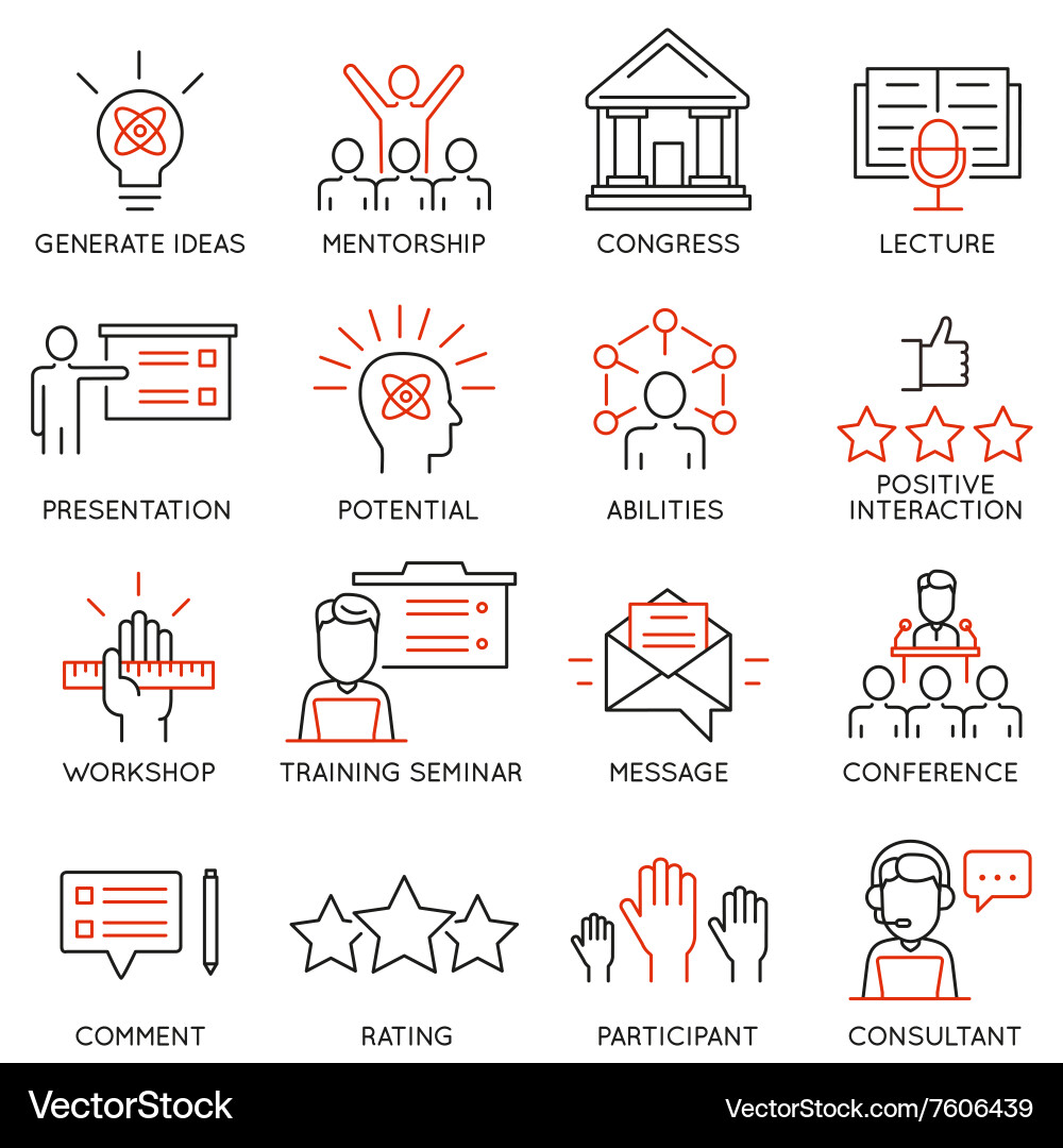 Business people training icons Royalty Free Vector Image