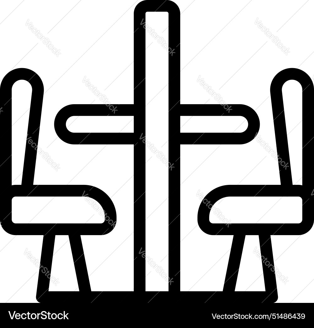Dining table icon with chairs outlined Royalty Free Vector